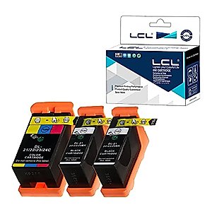 LCL Compatible Ink Cartridge Replacement for DELL 21 Y498D Y499D 330-5275 330-5274 V313 V313W V515W P513W P713W V715W (2Black Tri-Color 3-Pack)