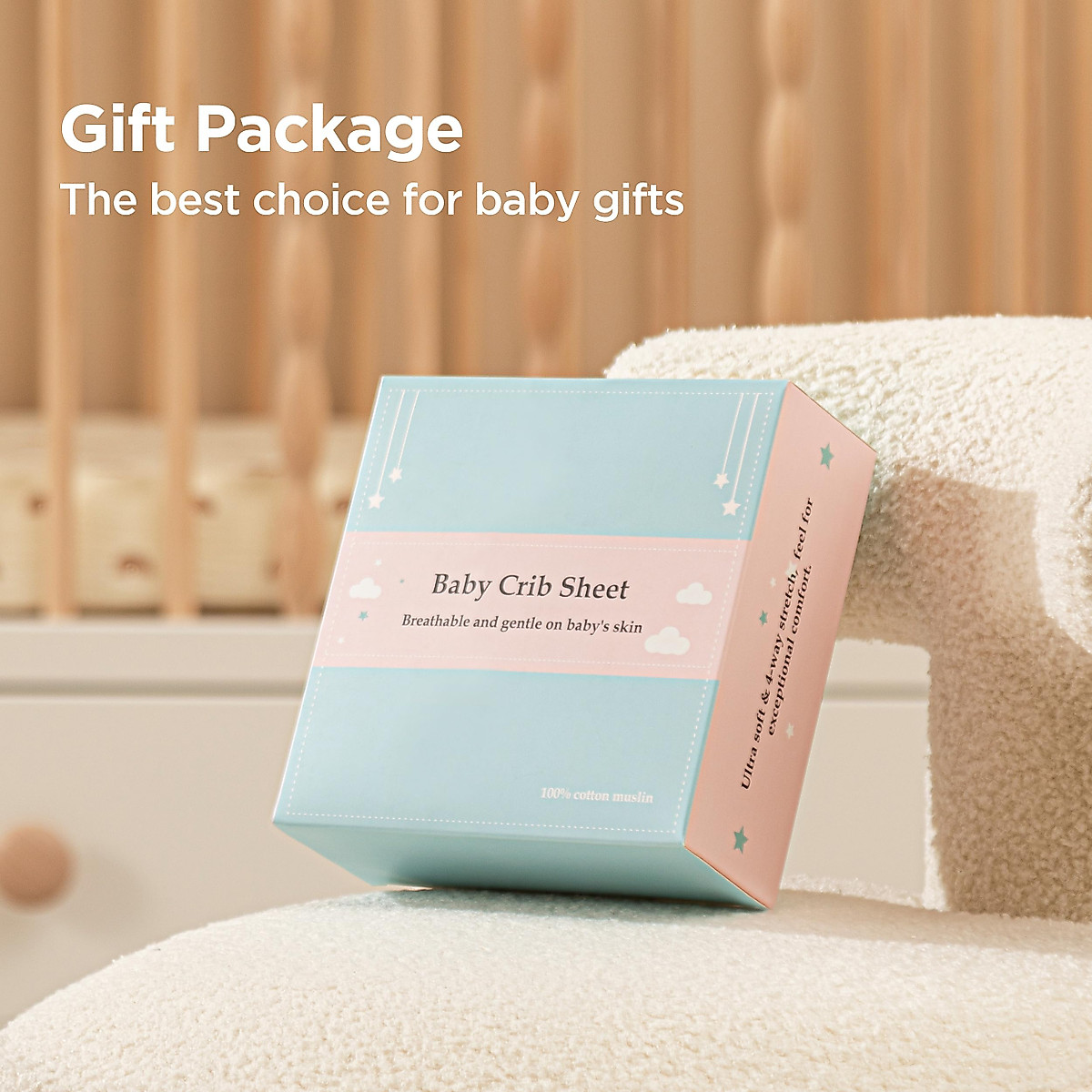 UBBCARE Muslin Crib Sheets for Boys and Girls, 28 X 52 Inches Cotton Fitted Baby Crib Sheet for Standard Crib and Toddler Mattresses, Ultra-Soft and Hypoallergenic Neutral Nursery Sheets - Brown