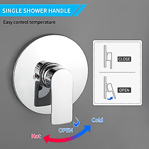 Taplong Round Single-Function Shower Handle Valve Trim Kit Bathroom Shower Valve Set Hot and Cold Mixer Wall Mount Shower Faucet Rough-In Valve-06161K