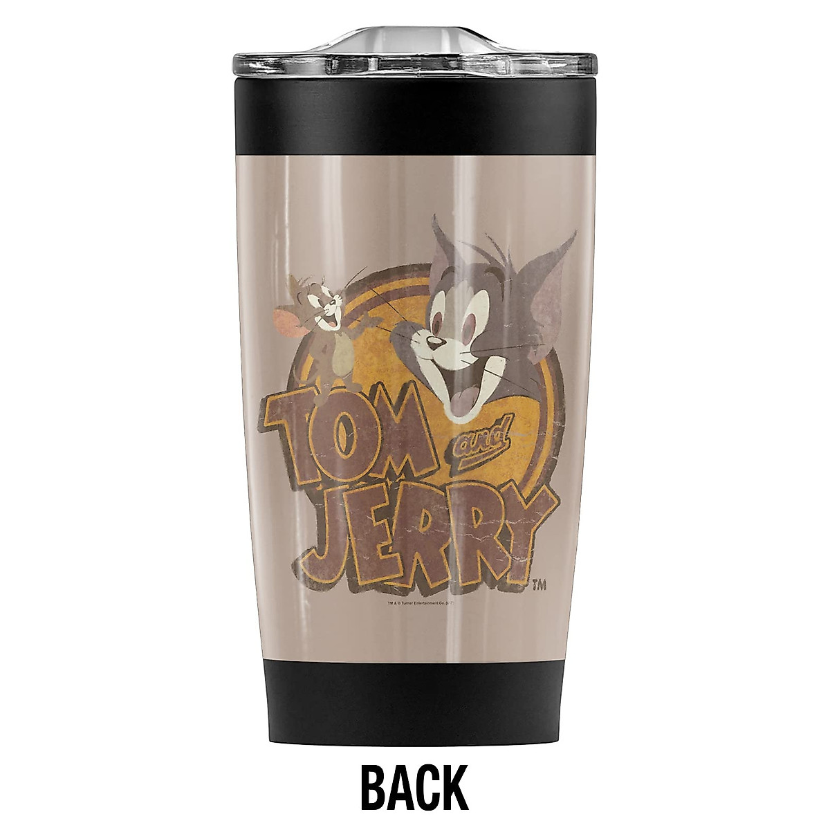 Logovision Tom and Jerry Water Damaged Stainless Steel Tumbler 20 oz Coffee Travel Mug/Cup, Vacuum Insulated & Double Wall with Leakproof Sliding Lid | Great for Hot Drinks and Cold Beverages