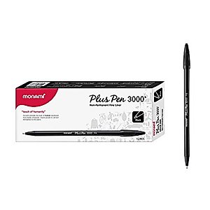 MONAMI Plus Pen 3000 Felt Tip Pens, Fine Point (0.4mm), Fine Liner, Writing/Journaling/Note Taking at home, school and office, Black, 12-Count