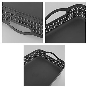 Zerdyne 6 Packs Large Plastic Storage Basket Tray with Handle, Gray