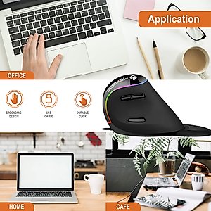 J-Tech Digital V638R Ergonomic Wired Mouse, 4 DPI Settings, RGB LED Variations, Magnetic Removable Palm Rest, 6 Button Functions, 1 Year Manufacturer Replacement Warranty