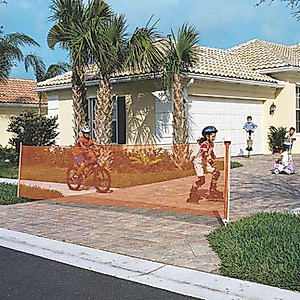 Kidkusion Retractable Driveway Guard | Adjustable Up to 20 Ft. | Visual Boundary for Playtime Safety | Orange | Made in USA