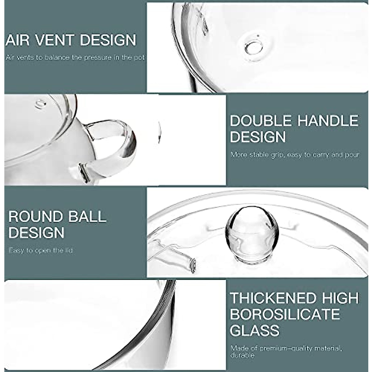 Kityemo 2.8L/95Oz Glass Pans Clear Glass Pots for Cooking with Lids Saucepan with Cover Simmer Pot Heat-Resistant Glass Stovetop Pot And Pan Stockpots for Noodles, Soup, Cereals, Fruits