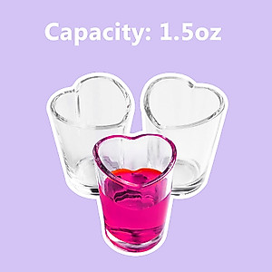 Valeways Shot Glasses, 1.5oz Heart Shaped Shot Glass Set of 6/Clear Shot Glasses/Super Cute Shot Glasses/Mini Shot Glasses