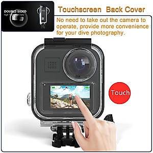 Waterproof Housing Case for GoPro MAX 360 with Touchscreen, Protective Underwater Dive Shell with Bracket for GoPro MAX360 Action Camera Accessories Kit