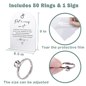 stizak Minimalist Bridal Shower Decorations, Wedding Shower Games, Popular Bridal Shower Game, Put A Ring On It Game, 1 Sign and 50 Rings(dsxn10)
