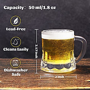 ZZYFGH Shot Glasses with Handle, Mini Heavy Base Clear Beer Mugs, 1.8 Ounce, Set of 6 for Whiskey, Tequila, Vodka, Great for Father, Husband, Birthday or Friend Party Present