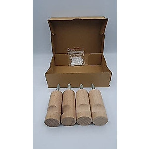 Simba Shop 4 PCS Wooden Wall Hook Hanger Bathroom Towel Hooks Coat and Hat Hooks Beech Wood Handmade Woodwork