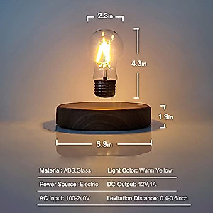HCNT Levitating Bulb Lamp Magnetic Floating LED Light Desk Lamp Table lamp Night Light, 360 Degree Wireless Automatic Rotating Light for Unique Gifts Room Home Office Decor