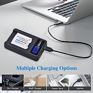 PowerTrust 2 Pack 3.7v NB-11L Replacement Battery and NB-11LH LCD USB Charger for Canon PowerShot A2300 IS, A2400 IS, A2500, A2600, A3400 IS, A3500 IS, A4000 IS, ELPH 110 HS, ELPH 115 HS, ELPH 130 HS,