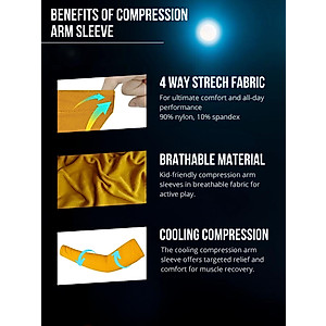 Forever Fanatics James#23 Basketball Compression Arm Sleeve Set for James Fans (James #23 Yellow, 6-13 yrs)