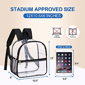 USPECLARE Clear Small Backpack Stadium Approved, Water proof Transparent Backpack for Work & Sport Event… (black)…