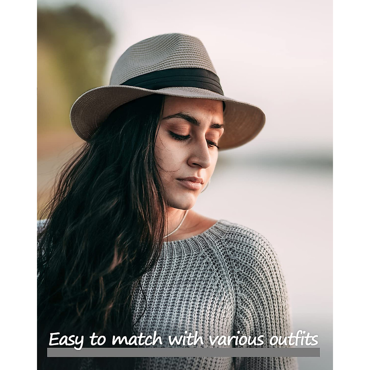 Zylioo Oversize XXL Straw Sun Hats,Wide Brim Panama Hat,Fedora Summer Beach Hat,UPF Straw Hat for Big Heads