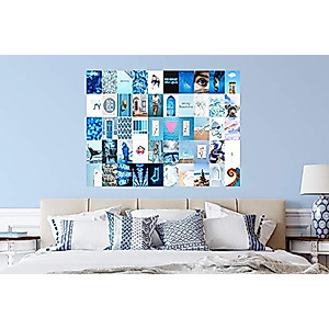 Blue Wall Collage Kit Aesthetic Pictures, Blue Aesthetic Pictures, Collage Print Kit, Bedroom Decor for Teen Girls, VSCO Girls Bedroom - Set of 50 Pcs Photo Prints 4x6 (Dark Blue)