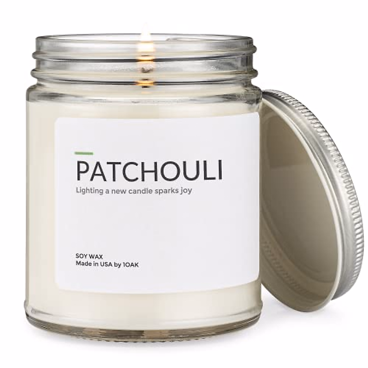 1OAK Soy Wax Scented Candles (Patchouli) - Soy Candles for Home Scented - Long Burning Candles Premium - Hand-Poured (9oz.)