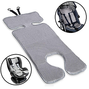 Lebogner 3D Air Mesh Cool Baby Seat Liner for Strollers, Car Seats, Jogger, Bouncer and More, Thick Cushion Seat Pad Protector, Supports Newborns, Infants, and Toddlers, Installs Quick and Easy, Grey
