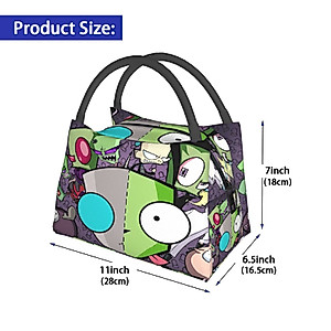 CONPELSON Lunch Bags Invader Anime Zim Insulated Lunch Tote Reusable Portable Lunch Box for Outdoor Office Picnic 11 X 6.5 X 7 in