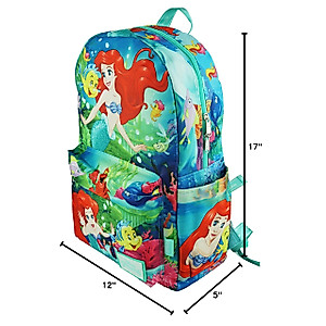 Disney The Little Mermaid - Ariel Deluxe Oversize Print Large 17.5" Backpack with Laptop Compartment - A19608