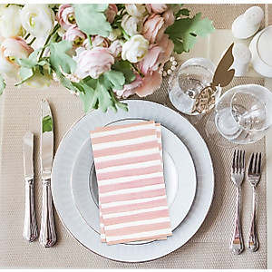 Gift Boutique 100 Pink & White Stripe Guest Napkins 3 Ply Disposable Paper Pack Striped Dinner Hand Napkin for Bathroom Powder Room Holiday Wedding Bridal & Baby Shower Decorative Towels
