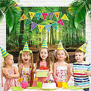 SJOLOON 7X5ft Spring Green Forest Thin Vinyl Photo Backdrops Camping Themed Baby Shower Photography Background Studio Props 10516