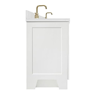 ARIEL Taylor 72" White Double Bathroom Vanity, 1.5" Edge Carrara Quartz Countertop & Splash, Oval Sinks, 4 Soft Closing Doors, 6 Full Extension Dovetail Drawers, Toe Kick, Satin Brass