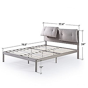 ZINUS Avery Platform Bed with Reclining Headboard / No Box Spring Needed / Cushioned Adjustable Headboard with Customizable Height / Easy Assembly, Beige, King