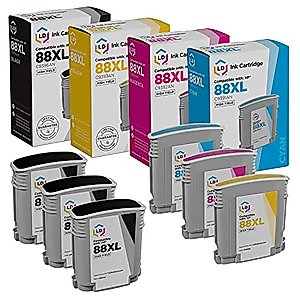 LD Remanufactured Replacement for HP 88XL / 88 Ink Cartridges: (3) C9396AN Black, (1) C9391AN Cyan, (1) C9392AN Magenta & (1) C9393AN Yellow for OfficeJet Pro K5400, K8600, L7480, L7500, L7650