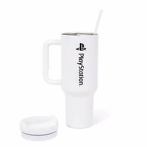 Pyramid America PlayStation Controller Icons Metal Travel Tumbler With Leak-Resistant Lid and Reusable Straw | Holds 40 Ounces