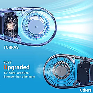TORRAS L2 Portable Neck Fan Rechargeable【2023】Lightweight 8oz Bladeless Neck Fans for Women/Men/Kids Last 8H, Wearable Personal Neck Fan Quiet, Leafless, Neck Air Conditioner Battery Powered, 3 Speeds