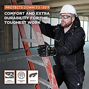 RefrigiWear Insulated Extreme Freezer Gloves, Winter Work Gloves, -30°F Comfort Rating (Black, Large)