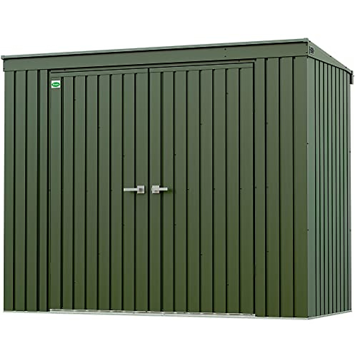 Scotts 8' x 4' Garden Storage Shed Outdoor Lockable Water-Resistant Steel Building with Tool Hanger and Pent Roof, Green