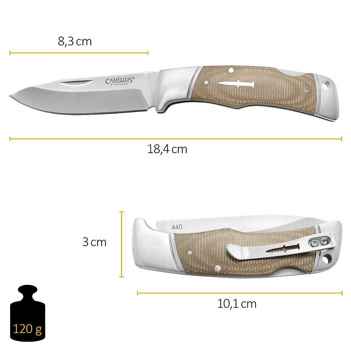 Camillus THE CLASSIC LOCK BACK / 7.25" OVERALL / 3.25" DROP POINT BLADE / 440SS