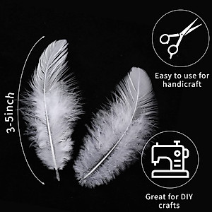 Soarer 300pcs White Feathers for Crafts - 3-5inch Feathers Bulk for Wedding Home Party, Dream Catcher Supplies and DIY Crafts(White)