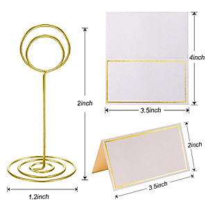 Toncoo 24 Pack Premium Table Number Holders and 24 Pcs Place Cards with Gold Foil Border, Place Card Holder, Table Sign Stand, Photo Picture Holders Wedding Table Name Card Holder(Gold)