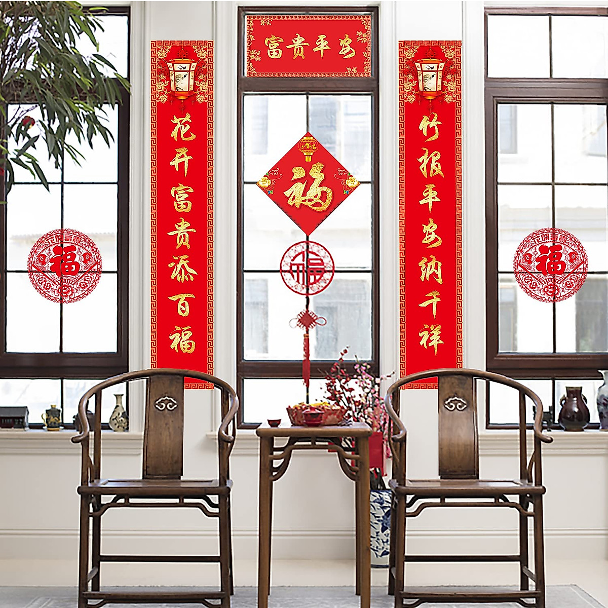 TOARTi 2024 Chinese New Year Decoration Chinese Couplet, Chunlian,Red Envelope, Red Lantern,Fu Character for Spring Festival Party Decor,Happy New Year Supplies