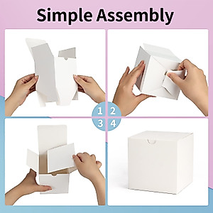 PETAFLOP 100 Pack Gift Boxes 4x4x4 with Lids, White Small Gift box for Presents, Cupcake, Candy, Kraft Paper Boxes for Party Favor, Bridesmaid, Wedding, Christmas