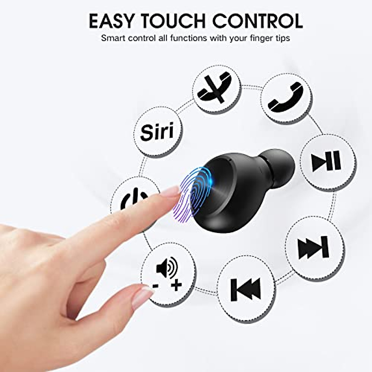 DMGLRCY Wireless Earbuds, Bluetooth Earbuds 60H Playtime Deep Bass Noise Cancelling, Wireless Ear Buds Waterproof Touch Control with Charging Case, in-Ear Headphones Built-in Mic Earphone for Sports