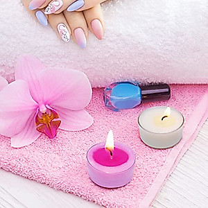 Soyyla Lilac Tealights Candles, 12 Pack Clear Cups Soy Candles Long Lasting Tea Lights for Weddings Birthday Festival Celebration Party Candle Gardens