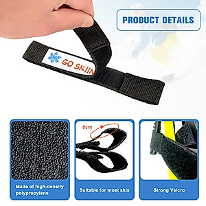 Vecacosic 8 Pcs Ski Brake Retainer Strap - Non-Breakable Universal Black Polypropylene Ski Brake Retainer Bands with Hook and Loop, Snowboard Brake Retainers for Sports Outdoor, Easy to Use (8 PCS)