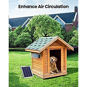 moreximiximi Solar Powered Fan,25W,Chicken Coop Fan,Solar Fans,Solar Exhaust Fan,Ventilation System,12FT Cable,DC Power,Dual Aluminum Shell,Weatherproof Dual Fan for Green House,Chicken Coops, Sheds