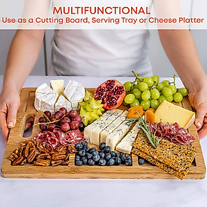 Wood Cutting Board for Kitchen 17x12" – Extra Large Bamboo Cutting Board with Juice Groove, Butcher Block, Wooden Chopping Board, Serving Tray – BlauKe®