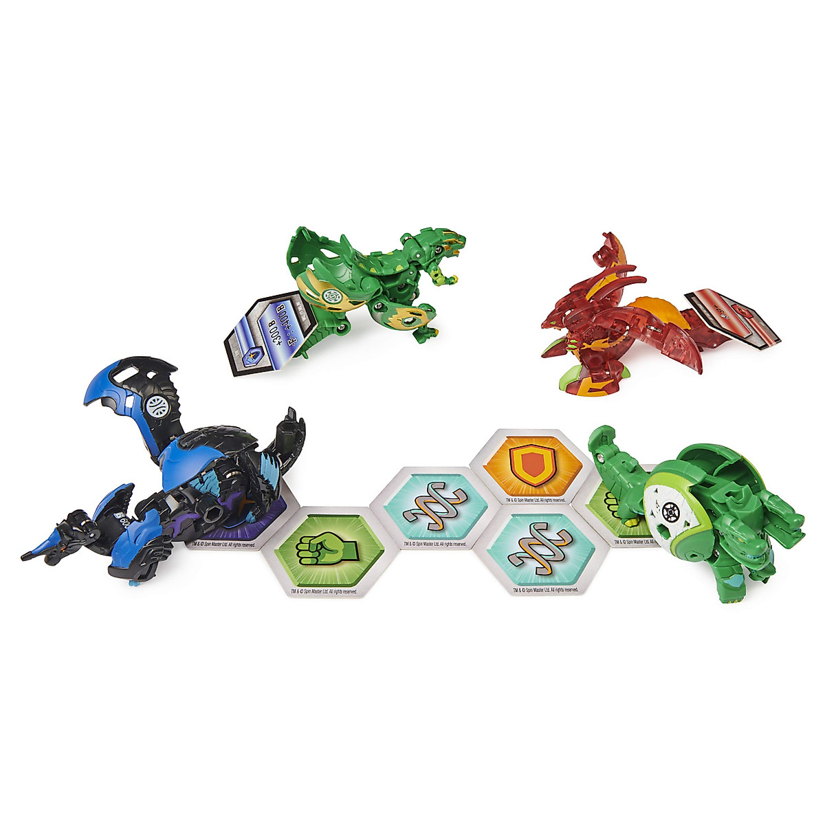 Bakugan Baku-Gear, Sairus Ultra with Baku-Gear and Fused Trox x Nobilious Ultra Collectible Action Figure Set (10.13") 4-Pack