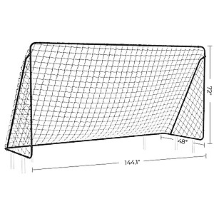 SONGMICS Children's Soccer Goal 12 x 6 Foot, in Garden, Courtyard, Park, Beach, Metal Pipes and PE Net, Quick Assembly, Black USZQ366B01V1