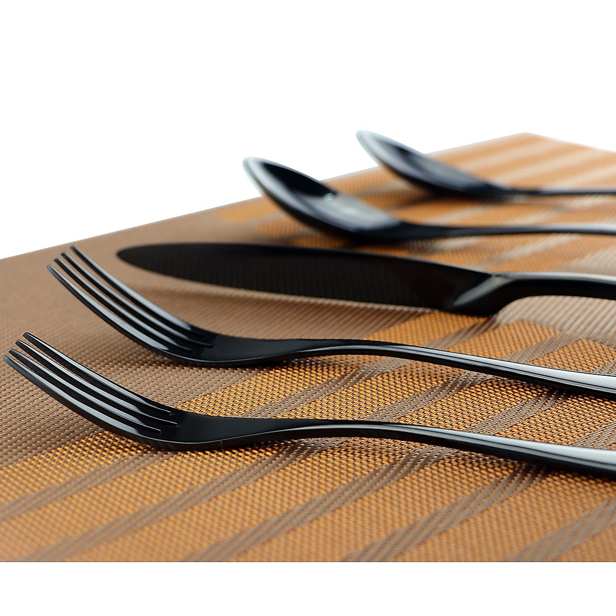 Uniturcky 5-Piece Stainless Steel Flatware Silverware Set Service for 1 Dinnerware Mirror Polished Include Knife/Fork/Spoon Dishwasher Safe