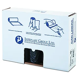 Inteplast Group SLW3858SHK Low-Density Can Liner, 38 x 58, 60gal, 1.4mil, Black, 20 per Roll (Case of 5 Rolls)