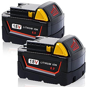 【Upgrade】 2Pack 6.0Ah 18V Replace Battery 48-11-1810 48-11-1820 for Mil 18V Battery 48-11-1850 48-11-1828 48-11-1860 Cordless Power Tools High Capacity Lithium Ion Battery