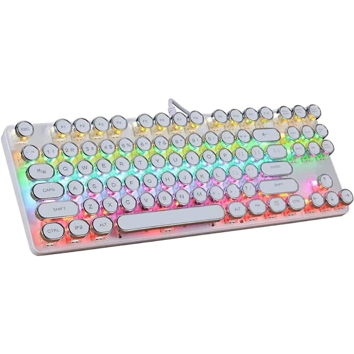 RMENST Gaming Keyboard, 87 Keys, Wired LED Backlit Computer Keyboard, USB Ergonomic Mechanical Keyboard for Desktop/Computer/PC (Color : White)