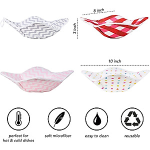 Microwave Bowl Huggers Set of 4 Hot Bowl Holders Heat Insulated Microfiber & Sponge Heat Resistant Bowl Cozies for Hot & Cold Food Bowl Holder for Soup, Pasta, Noodles & Rice Bowl